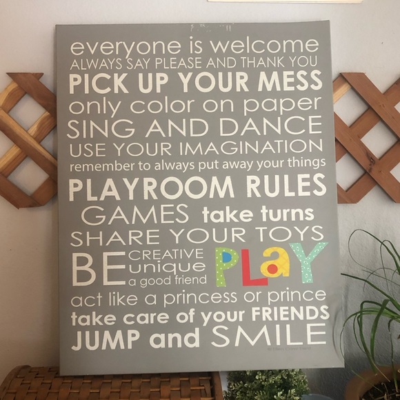 Art | Large Playroom Welcome Rules Sign Canvas | Poshmark